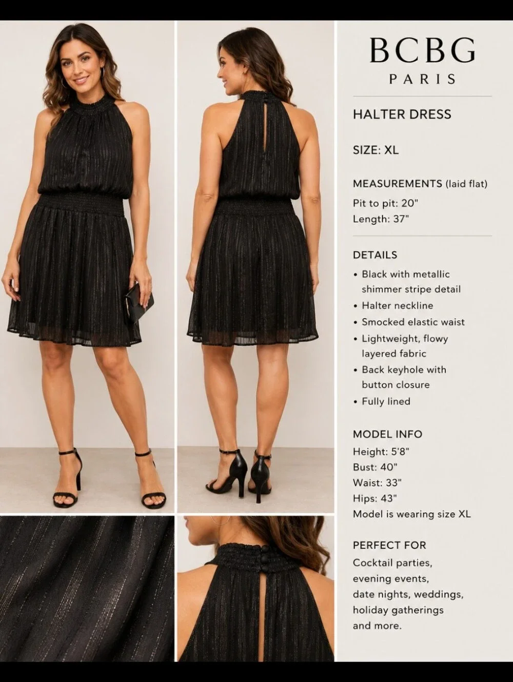BCBG | Dresses | Bcbg Black Halter Bubble Waist Midi Dress | Poshmark